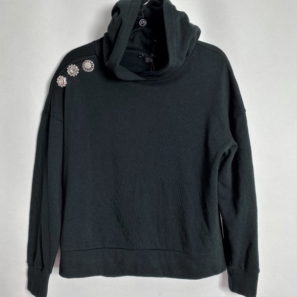Express | Tops | New Express Black Rhinestone Embellished Shoulder ...